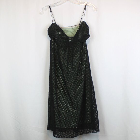Johnny M | Dresses | Johnny M Black Crochet Knit Overlay With Mute Lime ...